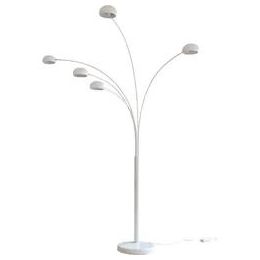 Salesfever Stehlampe "Flemming", wei&szlig;, 5, H: 205cm, 1 Stk., Leuchten, 5 bewegliche Arme, Dimmschalter, echter Marmorfu&szlig;, Stehlampe