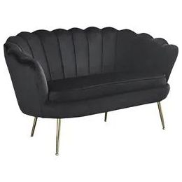 2-Sitzer Salesfever "Clam Komfort-Duo-Sitz", schwarz, B:136cm H:78cm T:76cm, Samtvelours (100% Polyester), Sofas, Muscheldesign-Breite 136 cm: Pure Extravaganz