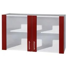 Wiho-K&uuml;chen Glash&auml;ngeschrank WIHO K&Uuml;CHEN "Kiel", rot (front: burgund, korpus: steel grau), B:100cm H:56,5cm T:35cm, Schr&auml;nke, Glash&auml;ngeschrank, Front mit Glaseinsatz