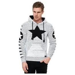 Kapuzensweatshirt Rusty Neal, Herren, Gr. 3XL, schwarz-wei&szlig; (wei&szlig;, schwarz), 70% Polyacryl, 30% Baumwolle, mehrfarbig, normal, ohne Ausschnitt, Sweatshirts, mit gro&szlig;em Stern-Design