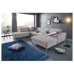 Sit & More Wohnlandschaft SIT & MORE "Percy U-Form", grau, B:343cm H:80cm T:235cm, Sofas, Wohnlandschaft, 15 cm Fu&szlig;h&ouml;he, Sitztiefenverstellung, wahlweise in 2 Fu&szlig;farben