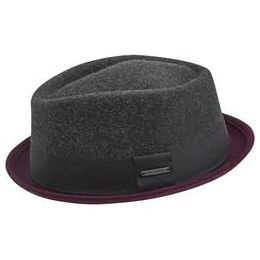 Filzhut Chillouts "Neal Hat", Herren, Gr. S/M (54/57), rot (grau bordeaux), Wolle, unifarben mit Farbeinsatz, H&uuml;te, Herrenhut mit Stoffband