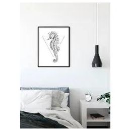 Bild Komar "Sea Horse White", silber (farbe bild(er): silberfarben), B:40cm H:50cm, Holz, Papier, Bilder, Bild, Wandbild zur Dekoration - ohne Rahmen
