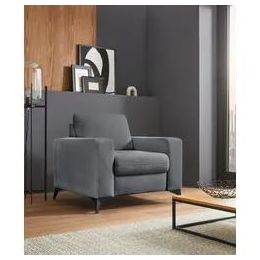 Sessel Home Affaire "Lolland", blau (blaugrau), B:98cm H:88cm T:88cm, Luxus-Microfaser ALTARA NUBUCK (100% Polyester);Struktur Flausch (90% Polyester, 10% Polyamid);Struktur impr&auml;gniert - feucht abwischbar (100% Polyester), Sessel, Sessel, passend zur Serie "Lolland", wahlweise mit feucht abwischbarem Bezug