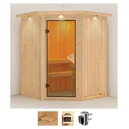 Sauna Karibu "Nanna", beige (naturbelassen), Saunaofen, integrierte Steuerung, 3,6 kW, Saunen, Ofen 3,6 kW intgr. Strg
