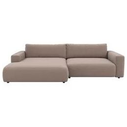 Ecksofa Musterring "LUCIA L-Form", braun (fango crona), B:296cm H:81cm T:190cm, Flachgewebe VALMONT (60% Baumwolle/40% Leinen);Leder PURO, pigmentiertes Leder;Microfaser CRONA (100% Polyester);Flachgewebe FLORIS (100% Polyester);Leder BAX, pigmentiertes Leder, Sofas, Ecksofa