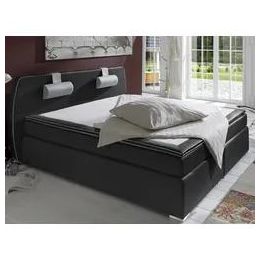 ATLANTIC HOME COLLECTION Boxspringbett "Rex", schwarz, Liegefl&auml;che B/L: 180cm x 200cm, H2, Bonnell-Federkernmatratze, Kopfteil, untere Box, Obermatratze und Topper sind mit pflegeleichtem Strukturstoff (65% Polypropelen, 35% Polyester) bezogen.;Die Nackenkissen sind mit Strukturstoff (65% Polypropelen, 35% Polyester) bezogen.;Die Spiegelfl&auml;che der Unterfederung ist mit einem rutschhemmenden Vlies (Jersey) aus 100% Polyest