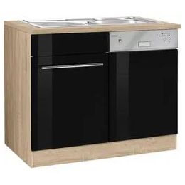 Sp&uuml;lenschrank KOCHSTATION "KS-Eton", schwarz (schwarz hochglanz), B:110cm H:85cm T:60cm, Schr&auml;nke, Sp&uuml;lenschrank, Breite 110 cm, inkl. T&uuml;r/Sockel f&uuml;r Geschirrsp&uuml;ler