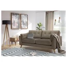 3-Sitzer Home Affaire "Copenhagen", grau (taupe), B:201cm H:88cm T:87cm, Struktur weich (100% Polyester);Samtoptik (100% Polyester), Sofas, feiner Keder, Kopfheftung im R&uuml;cken und Armlehnkissen