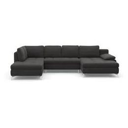 Sit & More Wohnlandschaft SIT & MORE "Latigo U-Form", grau (dunkelgrau), B:326cm T:201cm, Sofas, Wohnlandschaft, mit Recamiere, wahlweise mit Bettfunktion und Bettkasten