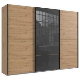 Schwebet&uuml;renschrank wimex "Norderstedt", grau (artisan eiche nachbildung, glas grau), B:270cm H:210cm T:64cm, Schr&auml;nke, Schwebet&uuml;renschrank, INKLUSIVE 2 Stoffboxen und 2 zus&auml;tzliche Einlegeb&ouml;den, mit Glast&uuml;r
