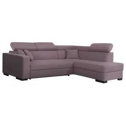 Ecksofa Home Affaire "Tulio L-Form", rot (wine), B:267cm H:95cm T:198cm, Struktur fein (100% Polyester);Struktur (100% Polyester);Samtstruktur (100% Polyester), Sofas, Ecksofa, wahlweise mit Bettfunktion und Bettkasten, incl. 3 Zierkissen