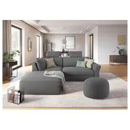 Sit & More Ecksofa SIT & MORE "Cadabra L-Form", grau, B:243cm H:80cm T:198cm, Samtoptik (100% Polyester);Soft clean (98% Polyester, 2% Polyamid);Struktur fein (100% Polyester), Sofas, Ecksofa, Breite 243 cm, inklusive Sitztiefenverstellung
