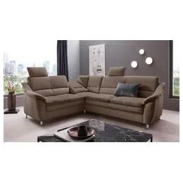 Ecksofa Home Affaire "Cardoso L-Form", braun (chocco), B:249cm H:90cm T:209cm, Luxus-Microfaser Lederoptik (100% Polyester);Luxus-Microfaser (100% Polyester);Luxus-Microfaser ALTARA NUBUCK (100% Polyester);Struktur (100% Polyester), Sofas, Ecksofa, Federkern, wahlweise mit Bett, Schubkasten, teilweise Relaxfunktion