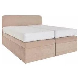 Boxspringbett, beige (dunkelbeige), B:145cm L:212cm, Box und Kopfteil: Microvelours (100% Polyester) oder Kunstleder (Polyurethan);Bezug der Obermatratze: 100% Polyester, Westfalia Schlafkomfort, Komplettbetten, Boxspringbett, wahlweise mit Bettkasten