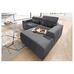 Ecksofa DOMO collection "Brandon, inkl. Kopfteilverstellung, B/T/H: 214/100/80 cm, L-Form", grau (dunkelgrau), B:214cm H:80cm T:175cm, Sofas, Ecksofa, Mit Kopfteilverstellung, auch in Leder und Cord, L-Form