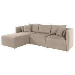 Ecksofa OTTO HOME "N&ouml;re L-Form", beige, B:262cm H:74cm T:172cm, Samtoptik (100% Polyester);Struktur (100% Polypropylene);Webstoff (100% Polyester);Struktur fein (100% Polyester);Luxus-Microfaser Lederoptik (100% Polyester);Baumwoll-/Leinenmix (60% Baumwolle/40% Leinen), Sofas, Ecksofa, 3 Teile, in vielen Bezugsqualit&auml;ten und Farben. Modulteile s. "N&ouml;re"