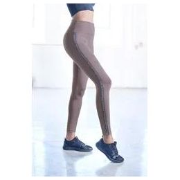 Leggings Lascana ACTIVE, Damen, Gr. L (44/46), N-Gr, grau (stone), Jersey, Obermaterial: 95% Baumwolle, 5% Elasthan, unifarben, figurbetont lang, Hosen Leggings, mit breitem Komfortbund
