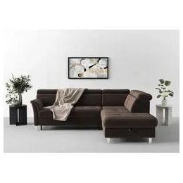 Sit & More Ecksofa SIT & MORE "Marano L-Form", braun (espresso), B:252cm T:216cm, 98% Polyester, 2% Polyamid, Sofas, Ecksofa, inklusive Kopfteilverstellung, wahlweise mit Bettfunktion, Bettkasten