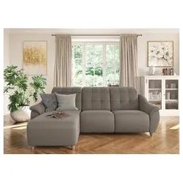 Ecksofa Home Affaire "Boston L-Form", braun (savannah), B:254cm T:170cm, Struktur (100% Polyester);Luxus-Microfaser Florence (100% Polyester);Chenille (100% Polyester);NaturLEDER (reines Rindsleder), Sofas, Ecksofa, Kopfteilverstellung an jeder Sitzfl&auml;che, wahlweise Relaxfunktion