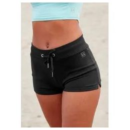 Shorts Lascana ACTIVE, Damen, Gr. L (44/46), N-Gr, schwarz, Interlock, Obermaterial: 100% Baumwolle, unifarben, bequem kurz, Hosen Shorts, mit kleinen Seitenschlitzen