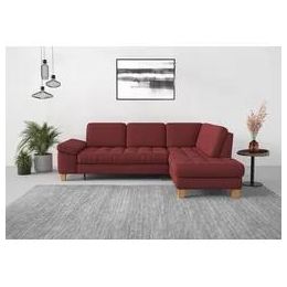 Sit & More Ecksofa SIT & MORE "Westham L-Form", rot (bordeaux), B:261cm H:88cm T:179cm, 100% Polyester, Sofas, Ecksofa, mit Ottomane, mit oder ohne Bettfunktion, Bettkasten, Verstellung