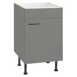 Sp&uuml;lenschrank Optifit "Elga", grau (basaltgrau, basaltgrau), B:50cm H:87cm T:58,4cm, Holzwerkstoff, Schr&auml;nke, Sp&uuml;lenschrank, mit Soft-Close-Funktion, h&ouml;henverstellbaren F&uuml;&szlig;en, Breite 50 cm
