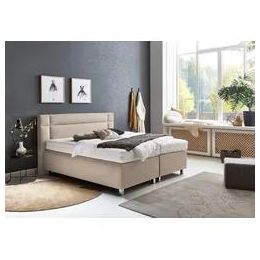 Boxspringbett, beige (feinstrukturstoff sand), Ohne Topper, Liegefl&auml;che B/L: 160cm x 200cm, H3, Bonnell-Federkernmatratze, Bezug Unterbox und Kopfteil: Feinstrukturstoff (77% Polyester, 23% Viskose);Bezug Obermatratze 100% Polyester, waschbar bis 60C, Westfalia Schlafkomfort, Komplettbetten, Boxspringbett, in diversen Ausf&uuml;hrungen