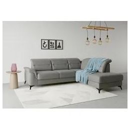 Sit & More Ecksofa SIT & MORE "Sinatra L-Form", grau (steel), B:251cm H:85cm T:220cm, 100% Polyester, Sofas, Ecksofa, mit Ottomane, optional mit Kopfteilverstellung und Armteilfunktion