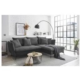 Ecksofa OTTO HOME "LIVORNO,258 cm, L-Form", schwarz, B:258cm H:91cm, 100% Polyester;PU-Schaum und Nosag-Federung.;Federung Ottoman : 12 x Feder Type B 1650mm;Ferderung 2 Sitzer: 10 x Feder Type B 650 mm;Sitz und Funktion: Schaum T30/40 8 cm., Sofas, Ecksofa, Schlaffunktion u. Bettkasten (139/224cm), Samt, Struktur, Webstoff
