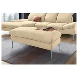 Hocker W.Schillig "enjoy&MORE", beige (sahara s37), B:106cm H:45cm T:71cm, Chenille-Flachgewebe R66 (85% Polyester, 15% Nylon);Longlife Xtra-Leder Z59: Glattleder mit modischer Pr&auml;gung. Hautst&auml;rke 0, 9 - 1, 1 mm;Stoff S37 (100% Polyester), Hocker, Hocker, F&uuml;&szlig;e silber matt, Breite 106 cm
