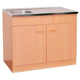 Sp&uuml;lenschrank KOCHSTATION "KS-Elster", braun (buchefarben), B:80cm H:85cm T:60cm, Holzwerkstoff, Schr&auml;nke, Sp&uuml;lenschrank, Breite 80 cm