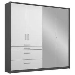 Dreht&uuml;renschrank Rauch "Kleiderschrank Schrank Garderobe Garderobenschrank Topseller HOMBURG", wei&szlig; (graumetallic, hochglanz wei&szlig;), B:181cm H:197cm T:54cm, Holzwerkstoff, Schr&auml;nke, Dreht&uuml;renschrank, inkl. Passepartout, oberer Schubkasten mit Einteilung MADE IN GERMANY