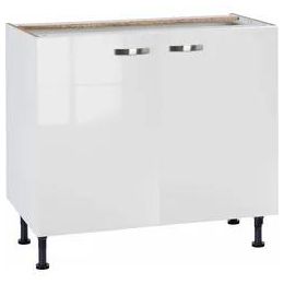 Unterschrank KOCHSTATION "KS-Cara", wei&szlig; (wei&szlig; glanz, wei&szlig;), B:90cm H:87cm T:58,4cm, Schr&auml;nke, Unterschrank, Breite 90 cm