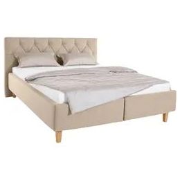 Polsterbett Home Affaire "Sunley 100", beige, B:183cm L:210cm, Struktur (100% Polyester);Strukturstoff (100% Polyester), Betten, Polsterbett, Kreuzsteppung, Kopfteilh&ouml;he 102 cm, ohne oder mit Matratze/Lattenrost