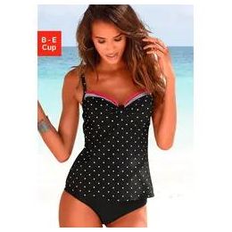 B&uuml;gel-Tankini-Top Lascana "Monroe", Damen, Gr. 38, Cup E, schwarz-wei&szlig; (schwarz, rot), Polyamid, gepunktet, gestreift, Bikini-Oberteile, Topseller
