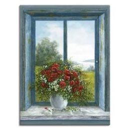 Artland "Mohnblumen am Fenster" Arrangements 1 Stk. tlg. auf Holzrahmen gespannt