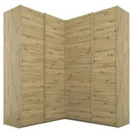 Schwebet&uuml;renschrank Rauch "Schrank Garderobe Eckkleiderschrank QUADRA Front in Dekor/Hochglanz", braun (eiche artisan), B:181cm H:229cm T:187cm, Holzwerkstoff, Schr&auml;nke, Schwebet&uuml;renschrank, gro&szlig;er Eckschrank mit viel Stauraum, Ma&szlig; 181x187 cm MADE IN GERMANY