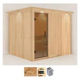 Sauna Karibu "Gitte", beige (naturbelassen), Saunaofen, integrierte Steuerung, 9 kW, Saunen, Ofen 9 kW integr. Strg