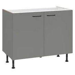 Sp&uuml;lenschrank Optifit "Elga", grau (basaltgrau, basaltgrau), B:100cm H:87cm T:58,4cm, Holzwerkstoff, Schr&auml;nke, Sp&uuml;lenschrank, mit Soft-Close-Funktion, h&ouml;henverstellbaren F&uuml;&szlig;en, Breite 100 cm