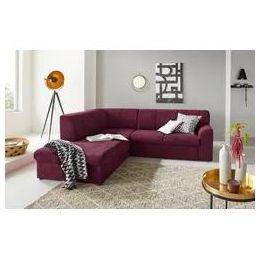 Ecksofa DOMO collection "Topper zeitlos elegant, kompakte Stellma&szlig;eL-Form", lila (beere), B:237cm H:78cm T:200cm, Sofas, Ecksofa, mit Ottomane, wahlweise mit Schlaffunktion