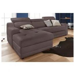 Ecksofa exxpo - SOFA FASHION "Lotos, bequem und funktionell, Federkern, Breite 242cm, L-Form", braun (schoko), B:242cm H:92cm T:98cm, NaturLEDER (echtes Rindsleder) in Sitz und R&uuml;cken. Korpus in passendem Kunstleder SOFTLUX bezogen;Luxus-Kunstleder, Sofas, Ecksofa, mit Kopf- bzw. R&uuml;ckenverstellung, wahlweise mit Bettfunktion
