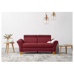 2,5-Sitzer Home Affaire "Lindgren", rot (bordeaux), B:185cm H:84cm T:93cm, 100% Polyester, Sofas, wahlweise mit TV-Funktion, links oder beidseitig, Kopfteilverstellung