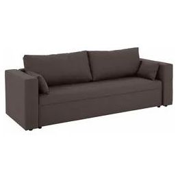 3-Sitzer Home Affaire "Pur", braun, B:227cm H:87cm T:85cm, Struktur (100% Polyester);100% Polyester Melrose;Luxus-Microfaser Nubuk (100% Polyester), Sofas, wahlweise mit Bettfunktion