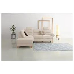 Ecksofa Home Affaire "Westerland L-Form", beige (creme), B:238cm H:90cm T:213cm, 100% Polyester, Sofas, Ecksofa, Federkern-Polsterung, wahlweise mit Bettfunktion, Bettkasten