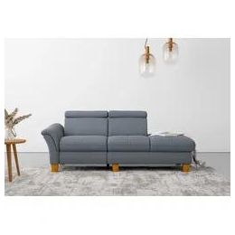 Recamiere Home Affaire "Lindgren", blau (hellblau), B:206cm H:84cm T:93cm, 100% Polyester, Sofas, Recamiere, wahlweise motorische TV-Funktion, Bettkasten und Kopfteilverstellung