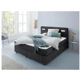 Boxbett Home Affaire "Luan", schwarz, B:187cm L:211cm, Komplettbetten, Boxspringbett, Schubk&auml;sten, LED-Beleuchtung und Topper, in Breite 120 cm und 180 cm