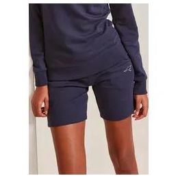 Bermudas Kangaroos, Damen, Gr. 48/50, N-Gr, blau (marine), Interlock, Obermaterial: 60% Baumwolle, 40% Polyester, unifarben, Basic, bequem ca. Mitte Oberschenkel, Hosen Bermudas Kurze Hose, mit schmalem Piping an der Seite, Loungewear