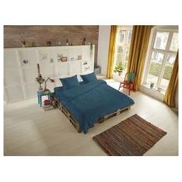 Bettw&auml;sche HIP "HIP Uni", blau (petrol), B/L: 135cm x 200cm, 1 Stk., 1 Stk., Satin, B/L: 80cm x 80cm, 2 Stk., Satin, Obermaterial: 100% Baumwolle, Bettw&auml;sche, Bettw&auml;sche, 100% Baumwolle, Mako-Satin, 135x200, Unifarben Wei&szlig;, Rei&szlig;verschluss