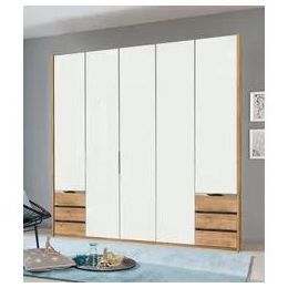 Kleiderschrank wimex "Level by fresh to go", braun (plankeneichefarben, wei&szlig;glas), B:250cm H:236cm T:58cm, Schr&auml;nke, Kleiderschrank Dreht&uuml;renschrank, mit vollfl&auml;chigen Glast&uuml;ren